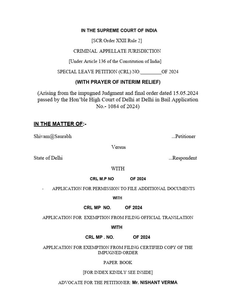 SLP Format | PDF | Bail | Prosecutor