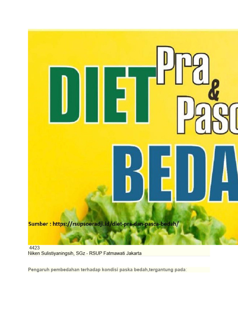 diet pra dan pasca bedah | PDF