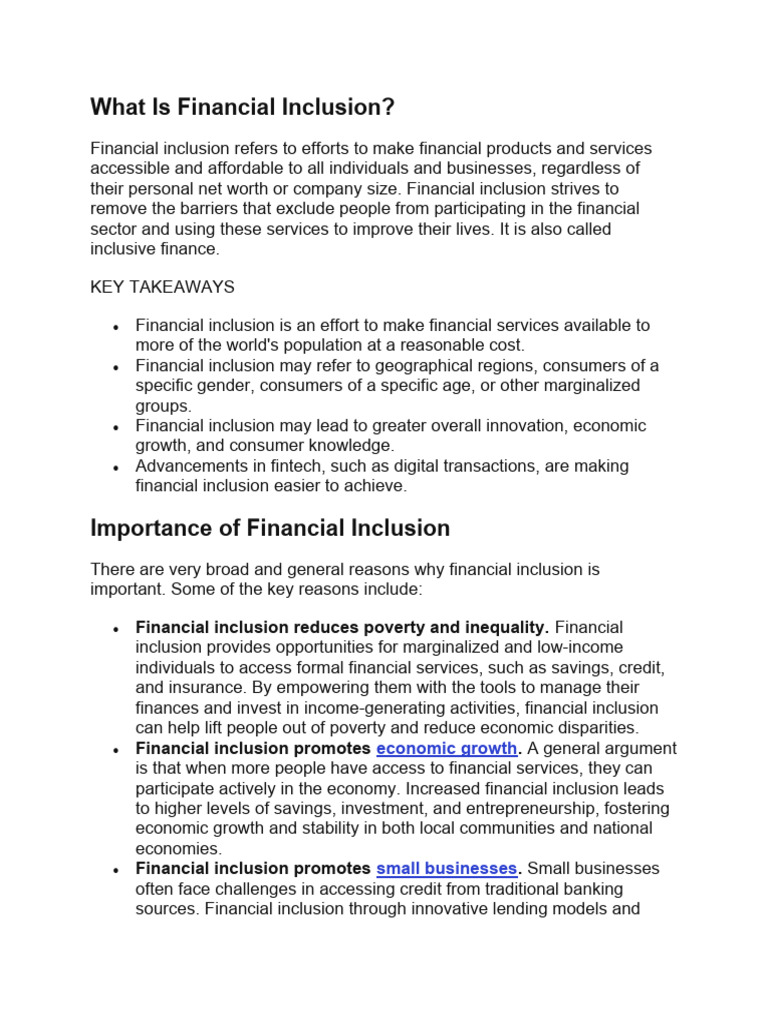 What Is Financial Inclusion | PDF | Financial Inclusion | Loans