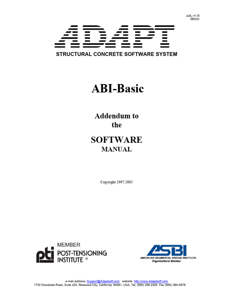 ADAPT-ABI Basic Addendum v4.50 | PDF | Concrete | Creep (Deformation)