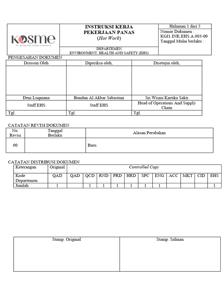 Prosedur Izin Kerja Panas EHS | PDF | Teknologi & Rekayasa