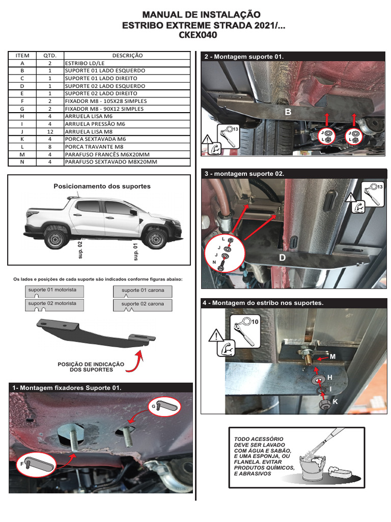 Manual de Instalação Estribo Extreme Strada | PDF | Parafuso