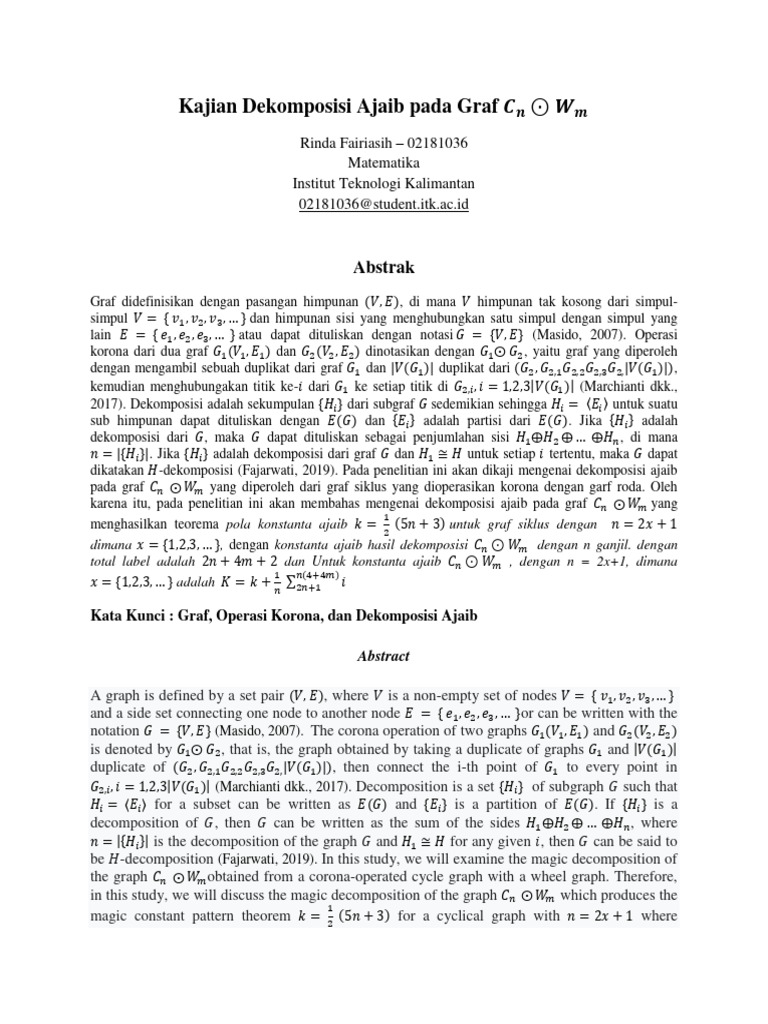 Dekomposisi Ajaib Graf Korona | PDF | Metode & Bahan Ajar | Sains ...