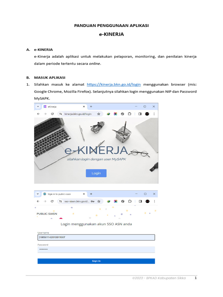 Panduan E-Kinerja BPKAD | PDF