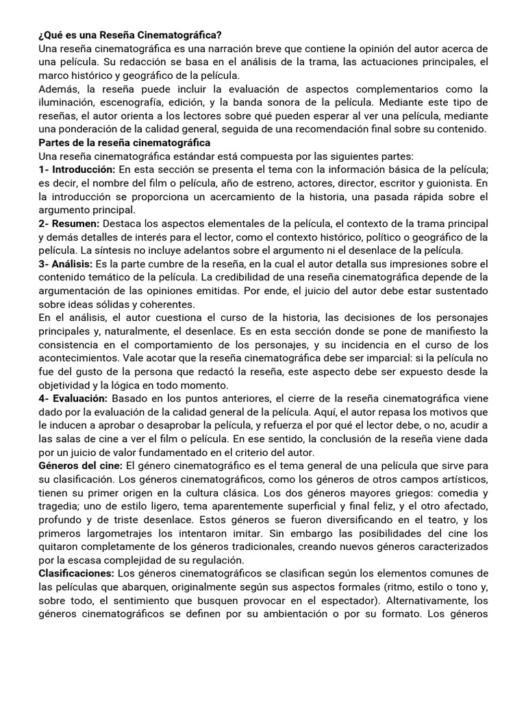 Reseña Cinematográfica | PDF