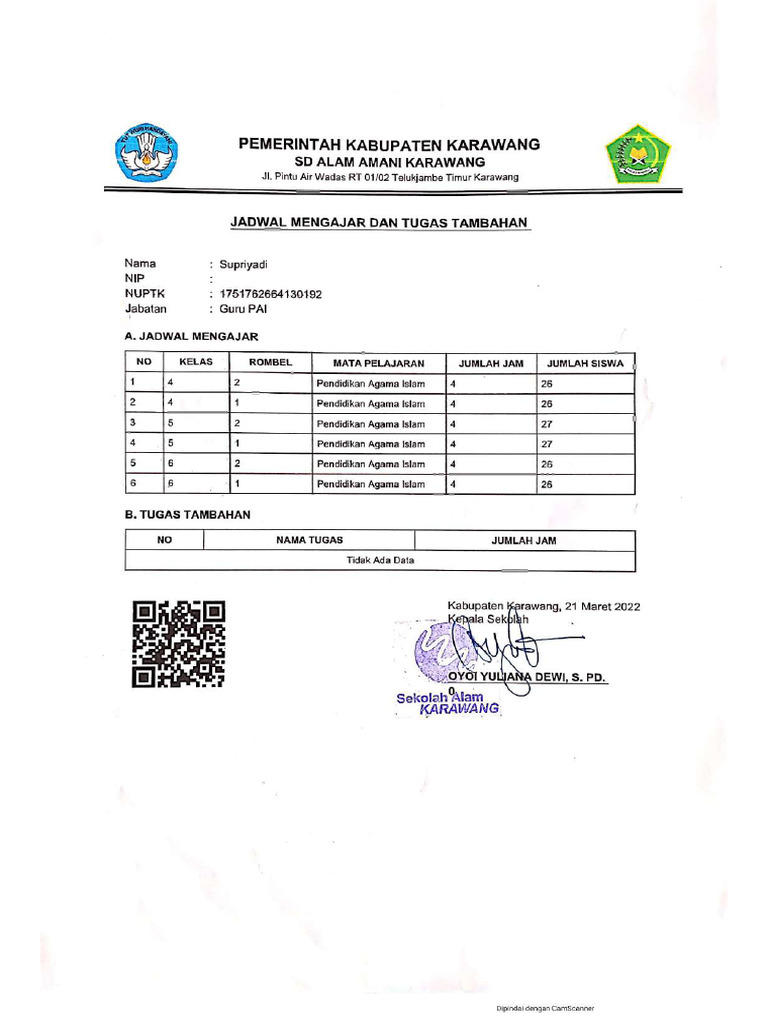 Jadwal Mengajar Dan Tugas Tambahan Compressed Pdf