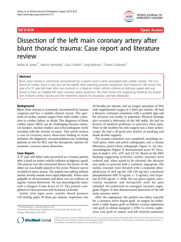 Coronary Artery Dissection Case Report | PDF | Thorax | Heart