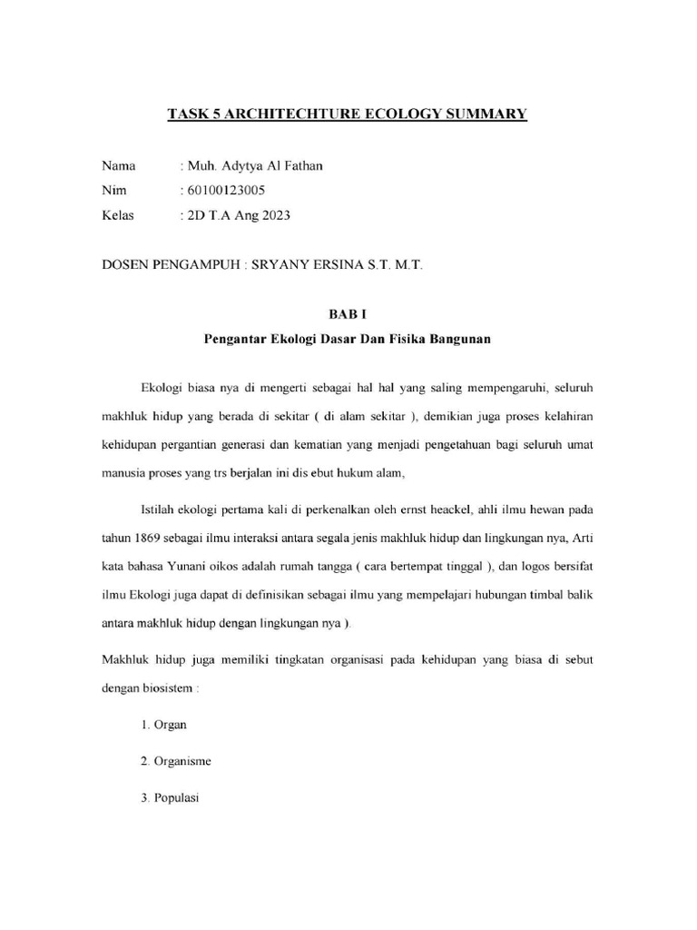 Ekologi Arsitektur | PDF