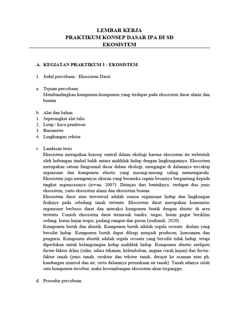 Lembar Kerja Modul 2 KP 1 Ekosistem Darat | PDF