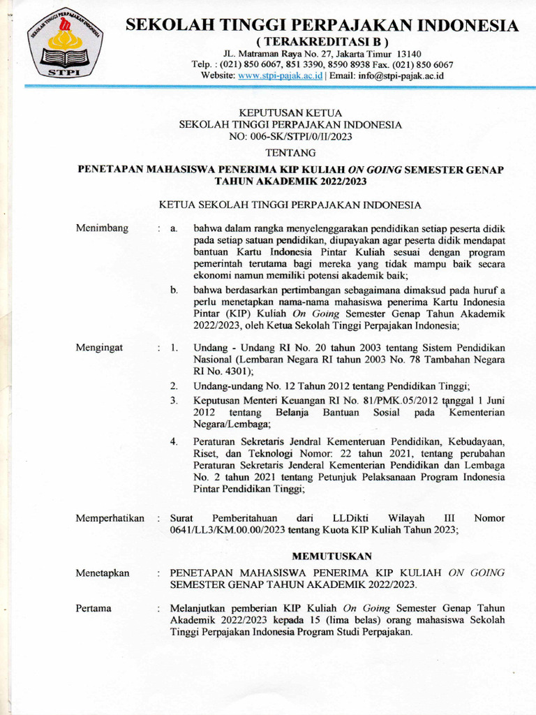 SK KIP ONGOING GENAP 2022-2023 | PDF