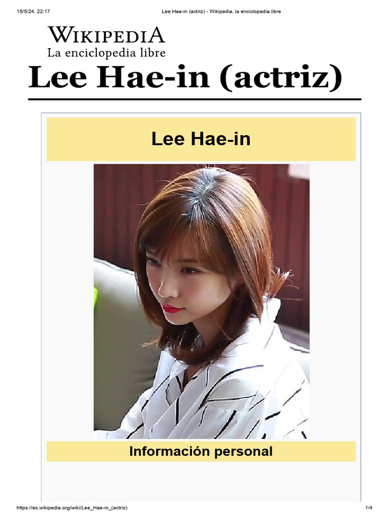 Lee Hae-in: Actriz y Cantante Surcoreana | PDF