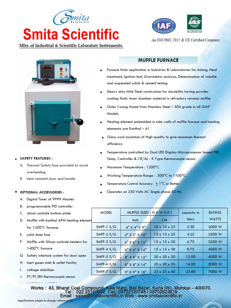 Muffle furnace std | PDF | Thermocouple | Building Engineering