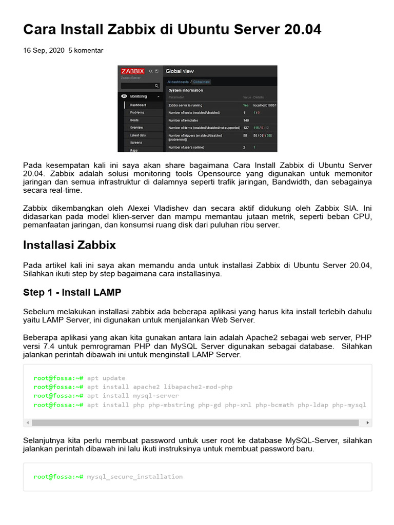 Cara Install Zabbix Di Ubuntu Server 20.04 - Krisnawanto777 | PDF