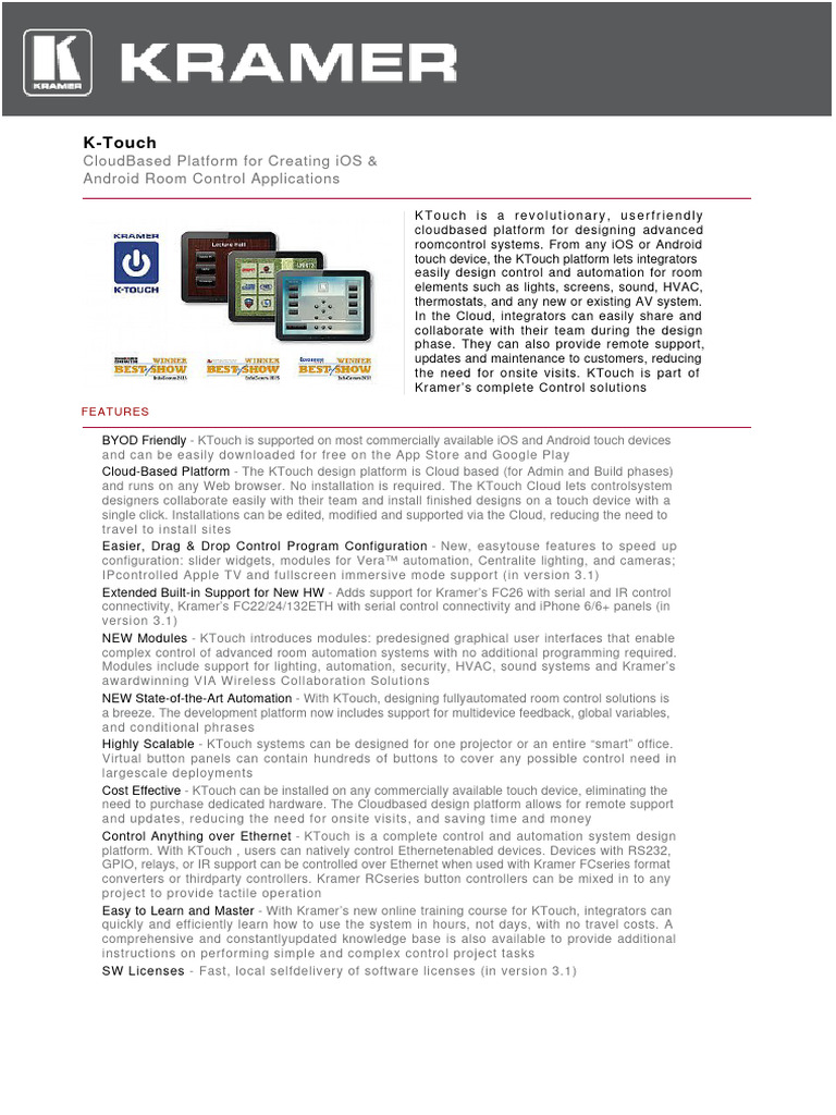 K-Touch Datasheet | PDF | Ios | Cloud Computing