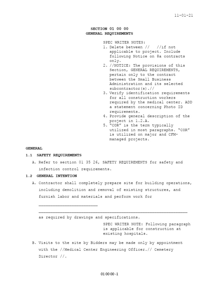 SECTION 01 00 00 General Requirements | PDF | Hazardous Waste | Waste