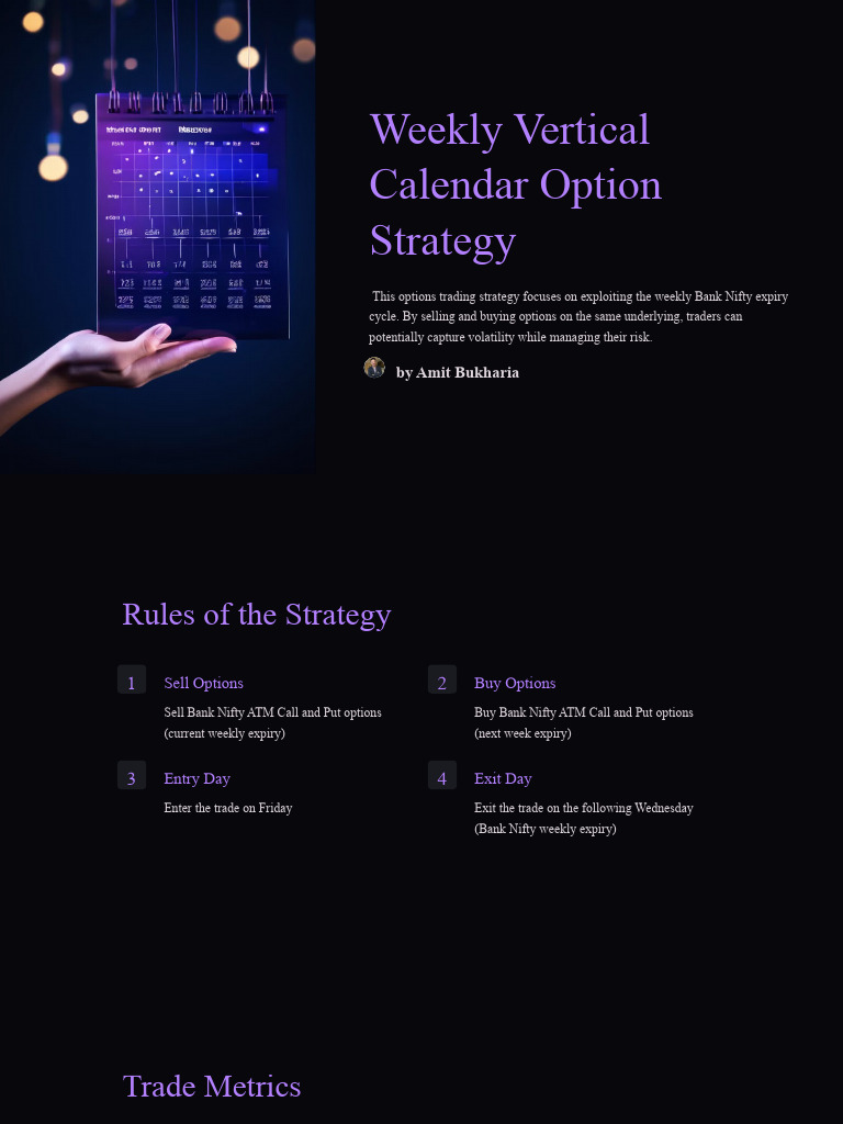 Weekly Vertical Calendar Option Strategy | PDF | Option (Finance ...