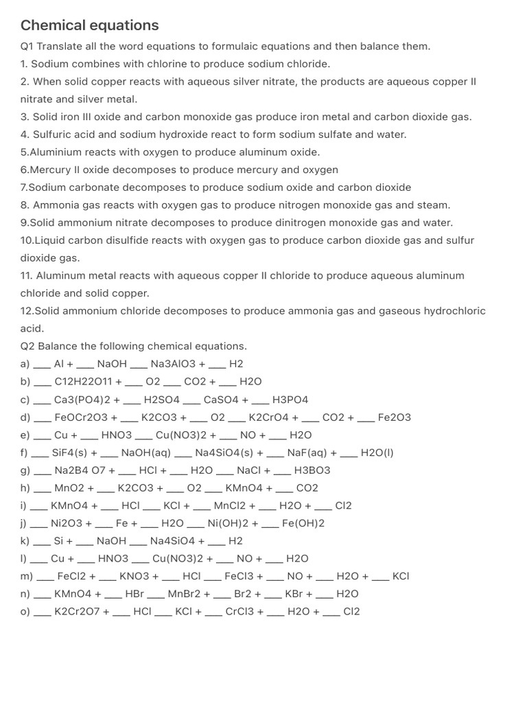 Balancing Chemical Equations Guide | PDF