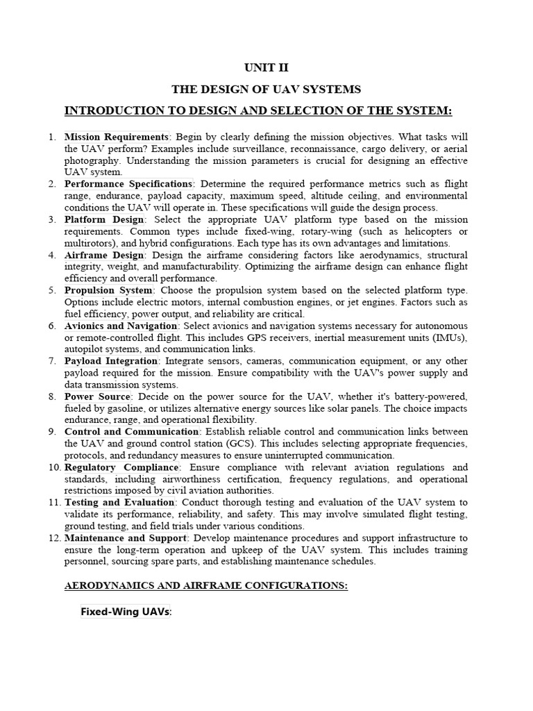 Unit 2 Uav | PDF | Flight Control Surfaces | Unmanned Aerial Vehicle