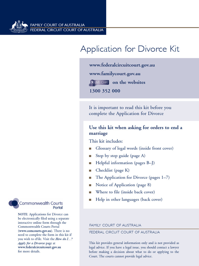 Application For Divorce Kit: WWW - Federalcircuitcourt.gov - Au WWW ...