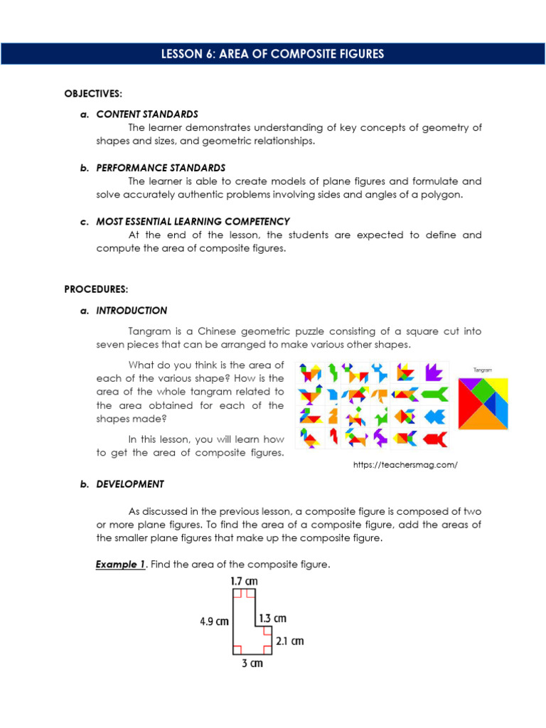 Q4 Lesson 6 Area of Composite Figures (1) | PDF | Area | Shape