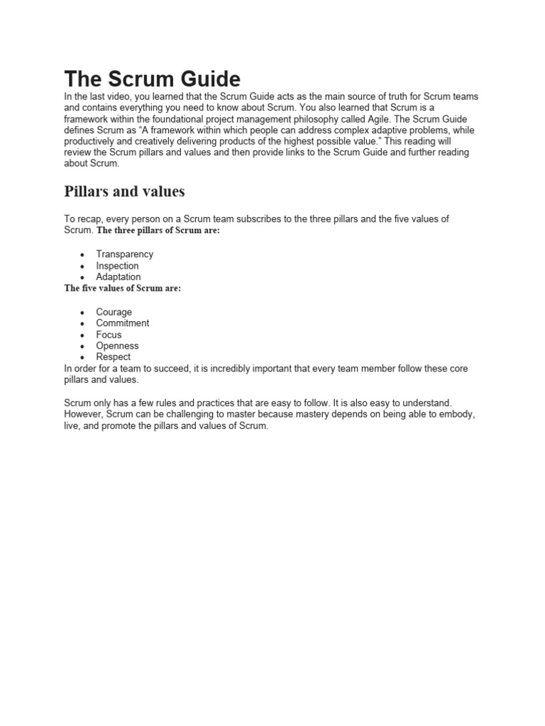 The Scrum Guide | PDF | Self-Improvement