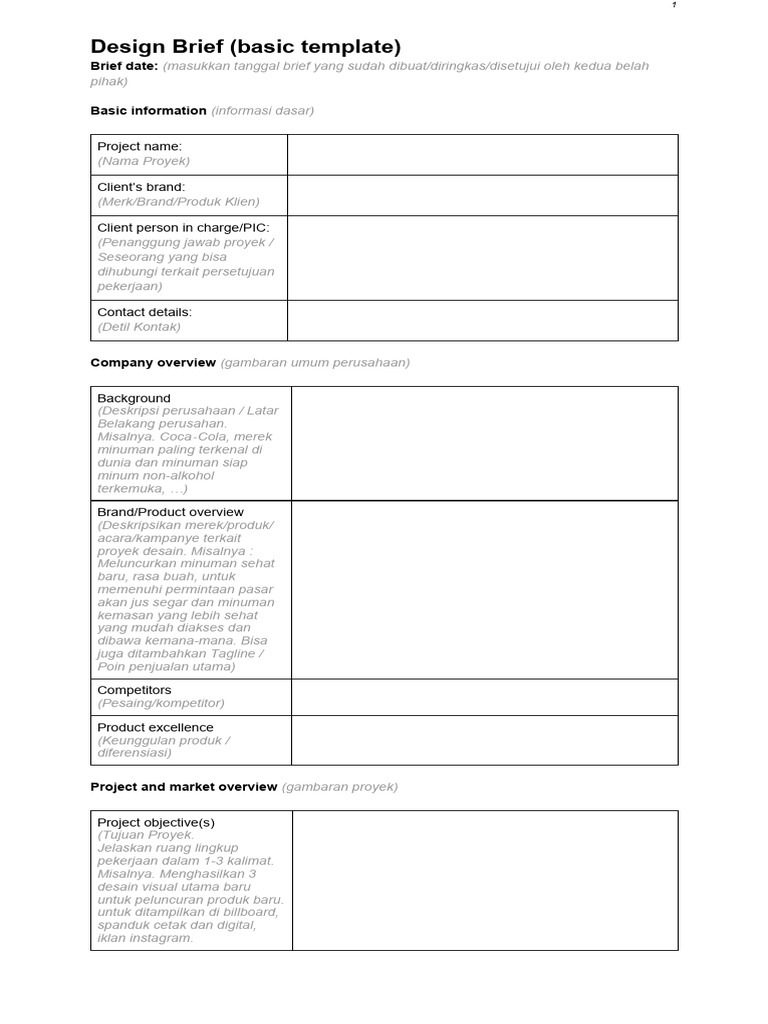 Template Desain Brief Dasar | PDF