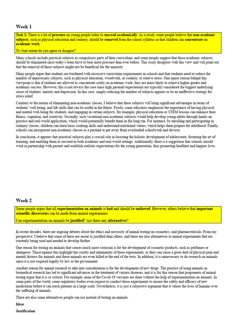 IELTS Writing Task 2 - Practice Test 1 | PDF | Animal Testing ...