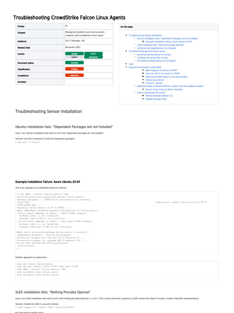 Troubleshooting Crowd Strike Falcon Linux Agents | PDF | Booting | Computer Engineering
