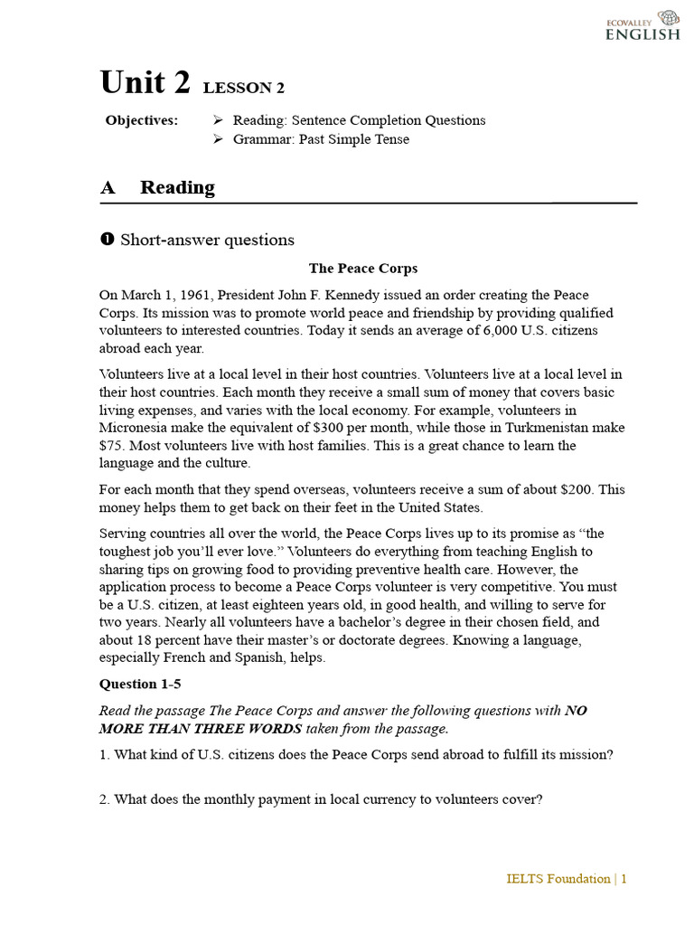 Lesson 2 - Reading | PDF | Atmosphere Of Earth | Peace Corps
