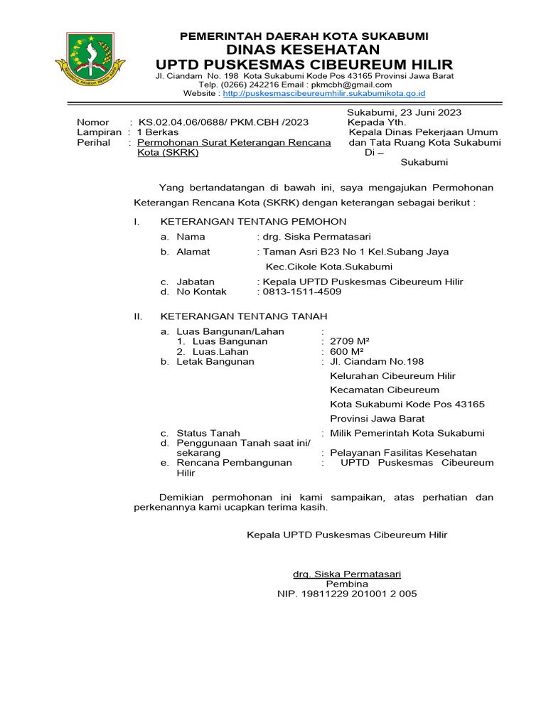 Surat Keterangan Rencana Kota | PDF Surat Keterangan Rencana Kota | PDF