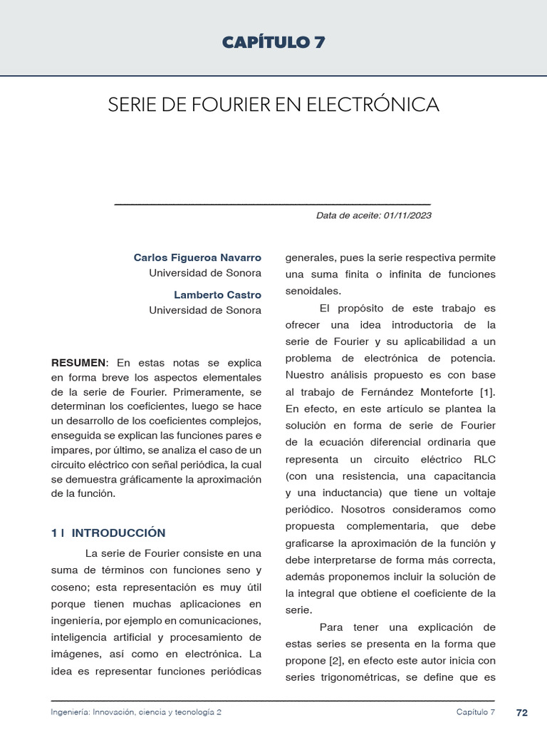 Serie de Fourier en Electronica | PDF | Series de Fourier | Funciones ...