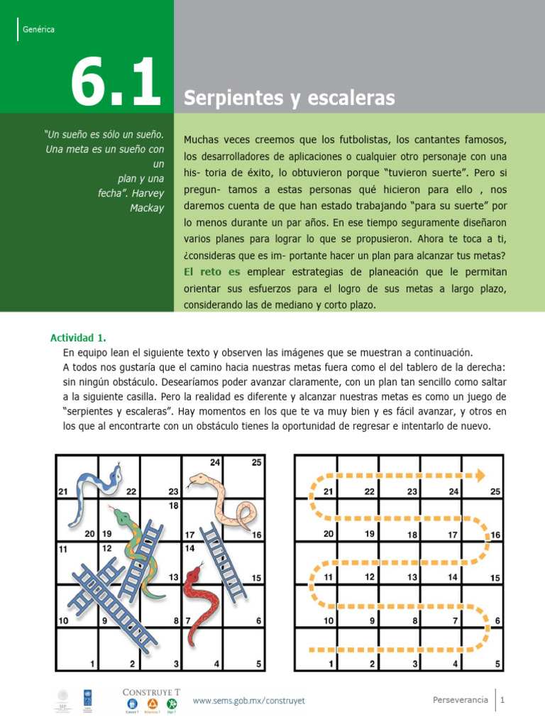 Leccion 6 - Serpientes y Escaleras | PDF