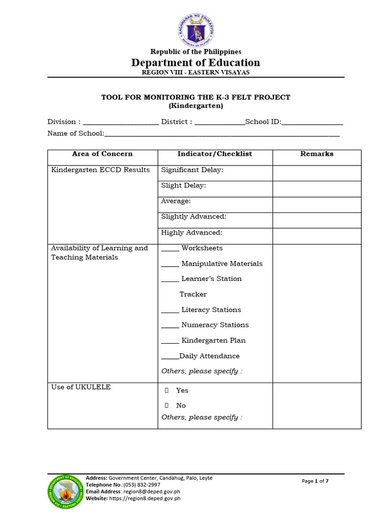 K 3 FELT ABC MOnitoring Tool | PDF | Literacy | Learning