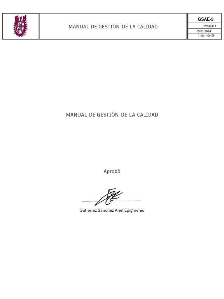 Manual de Gestión de La Calidad - Gsae | PDF | Sistema de manejo de ...