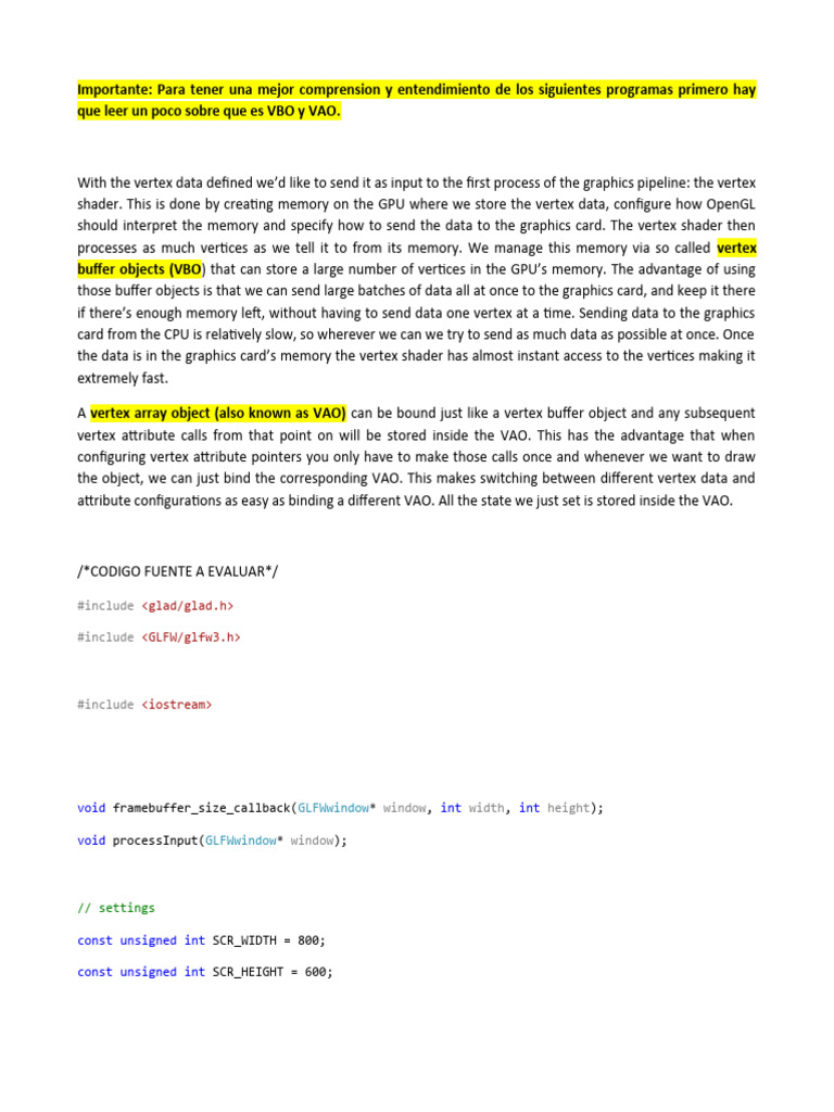 OpenGL VBO and VAO Shader Guide | PDF | Shader | Computing