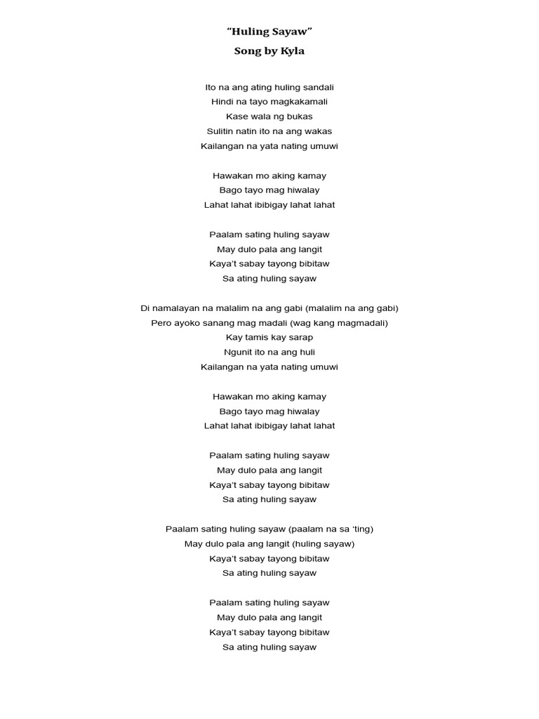 Huling Sayaw Graduation Song | PDF