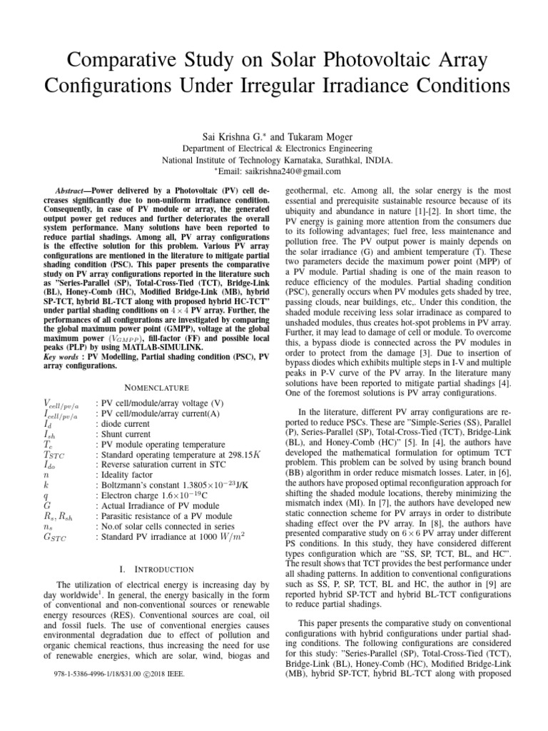 Comparative Study On Solar Photovoltaic Array | PDF | Photovoltaics ...