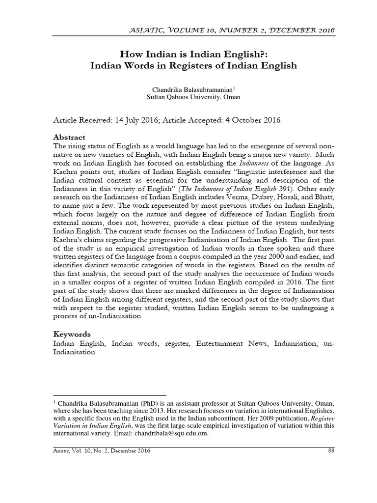 Indian English: Words and Registers | PDF | English Language | Word