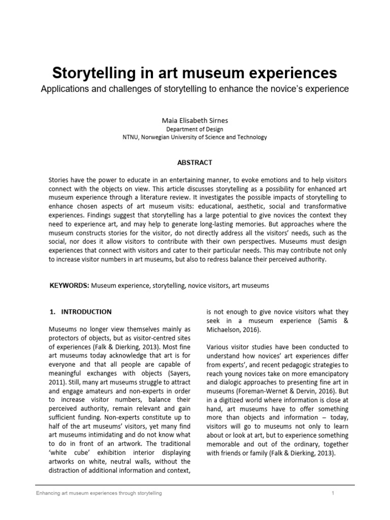 Storytelling in Art Museum Experiences | PDF | Experience | Storytelling