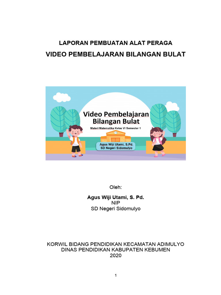 Contoh Cover Laporan Pembuatan Media Video | PDF