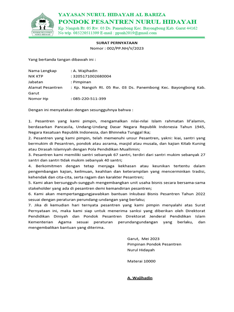 Surat Pernyatan | PDF
