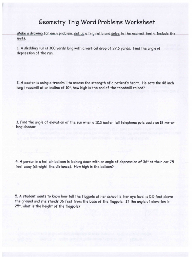 Malak Trig Word Problems Practice 1 | PDF