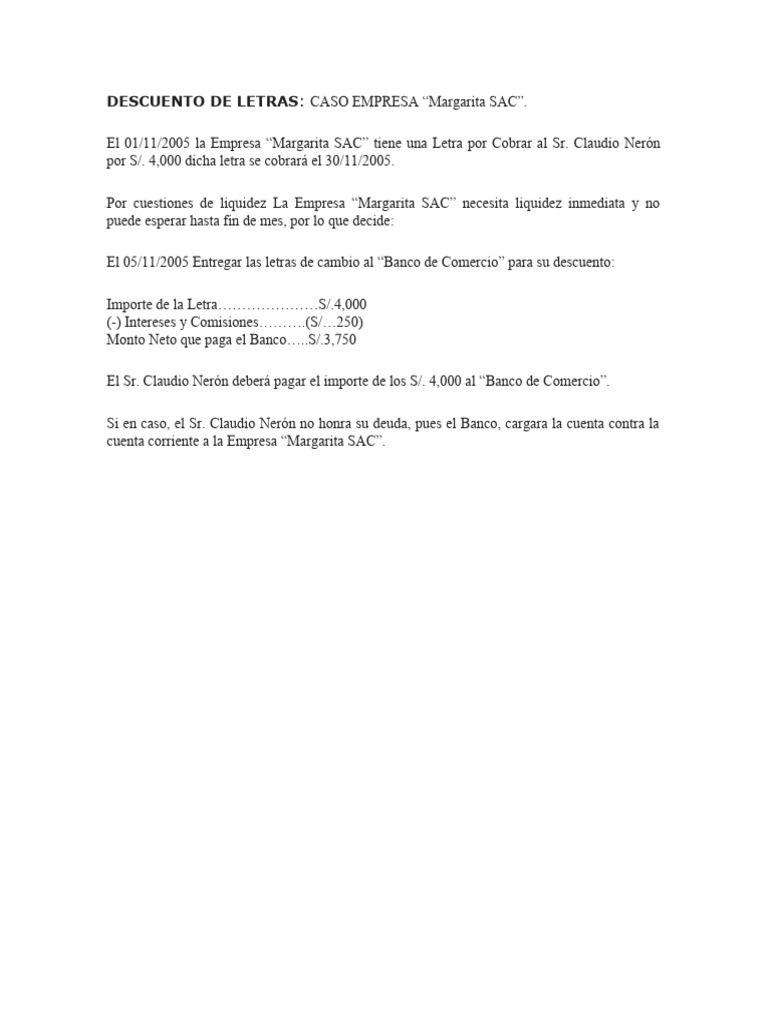 Descuento de Letras Caso | PDF