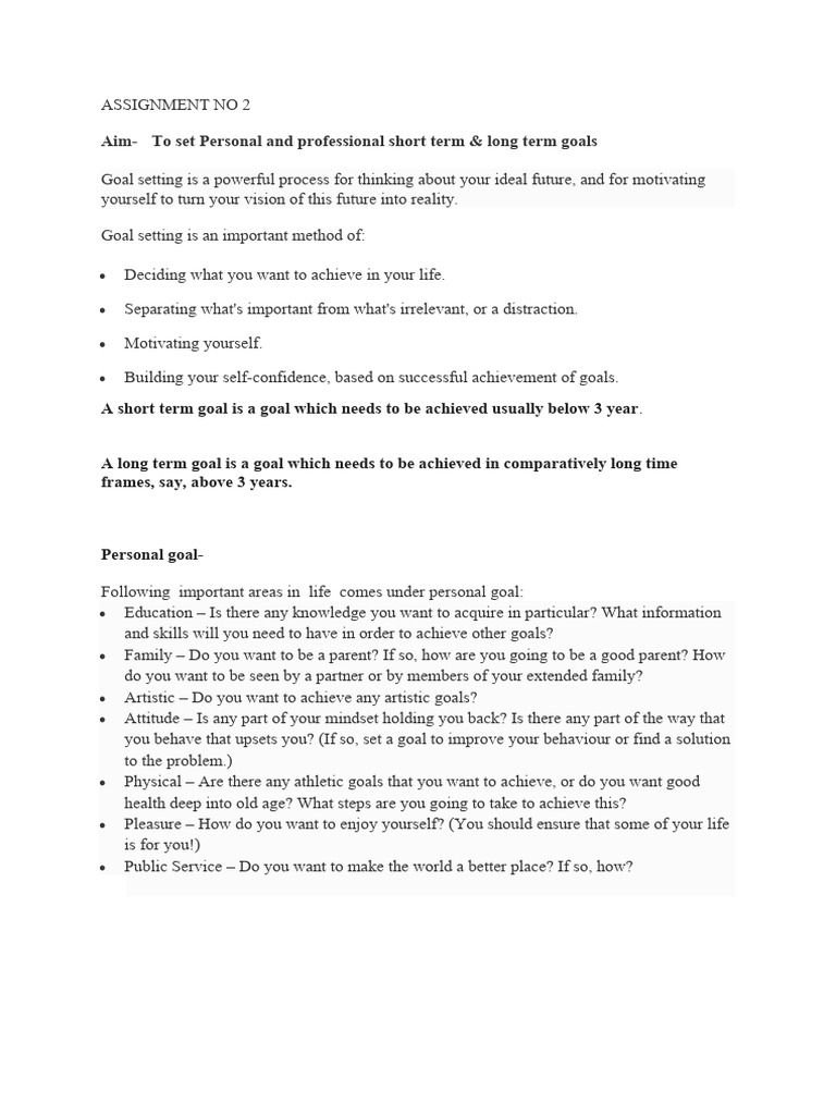 Assignment No 2 Soft Skill | PDF | Goal | Goal Setting