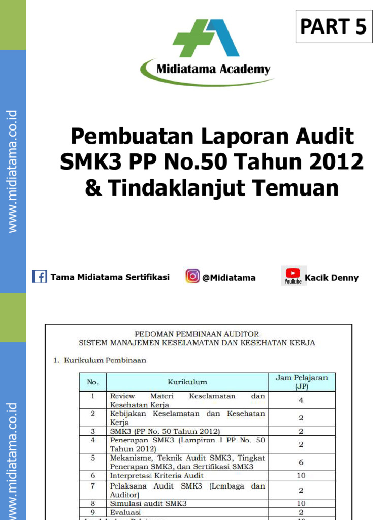 Pembuatan Laporan Audit SMK3 Dan Tindaklanjut Temuan (Part 5 For ...