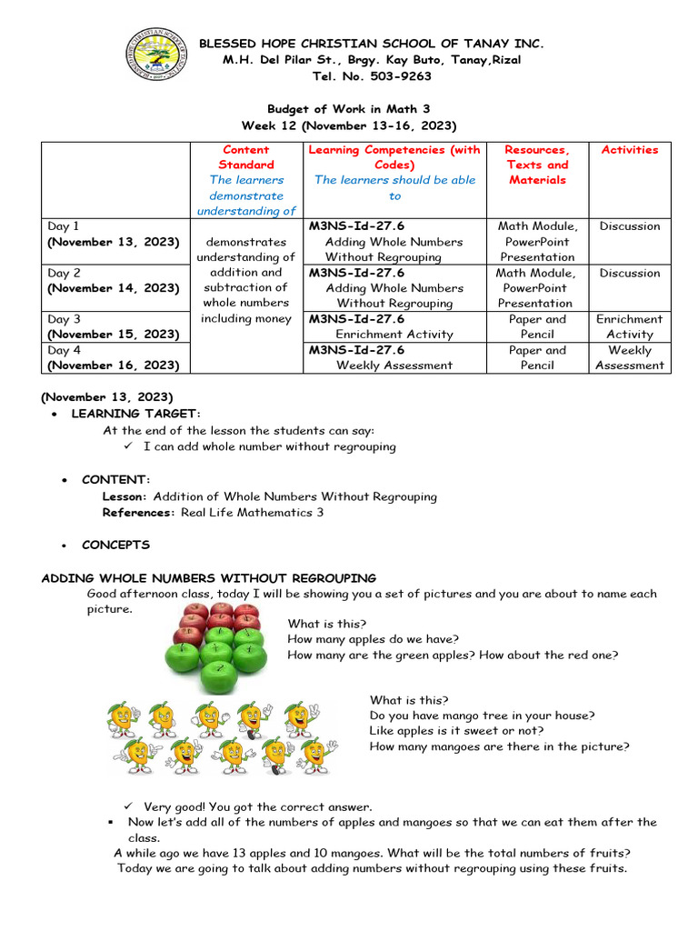 Math 3 Week 12 | PDF | Behavior Modification | Cognition