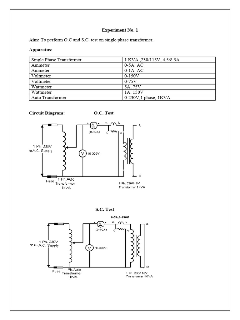 1.OC SC Test of Transformer | Download Free PDF | Transformer ...