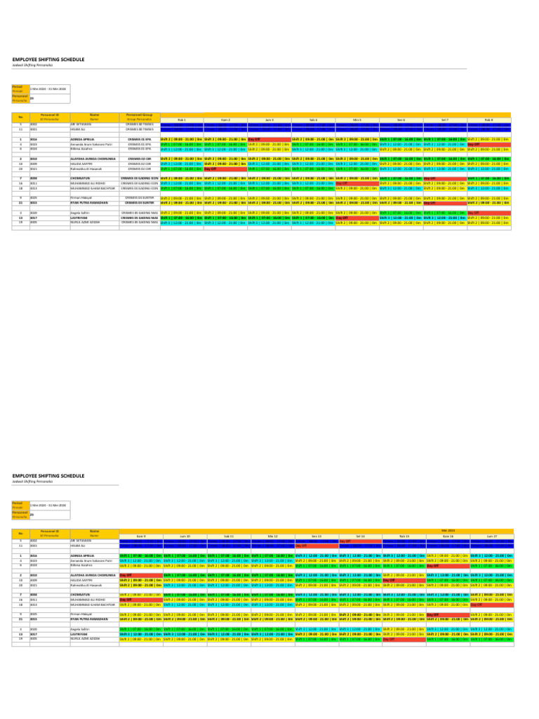 Jadwal Shift Pdf