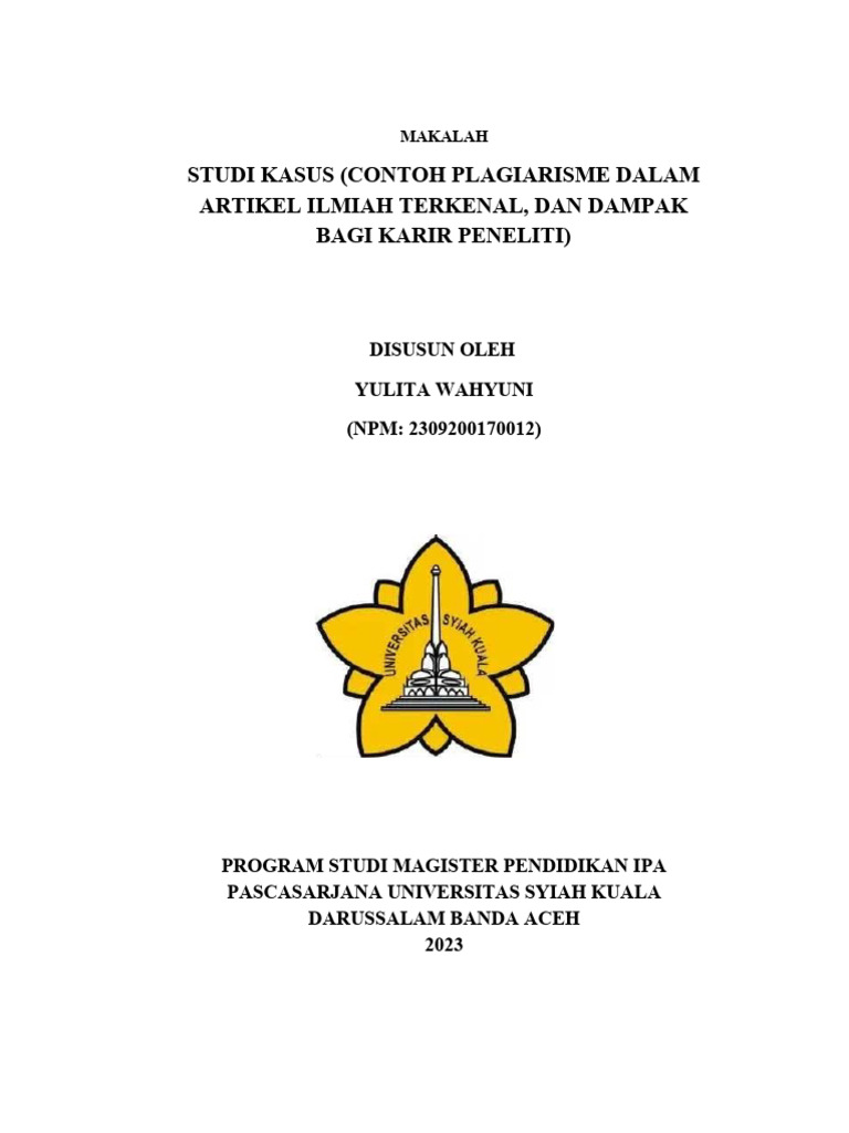 Yulita Wahyuni - MAKALAH Studi Kasus Plagiarisme | PDF | Ilmu Sosial