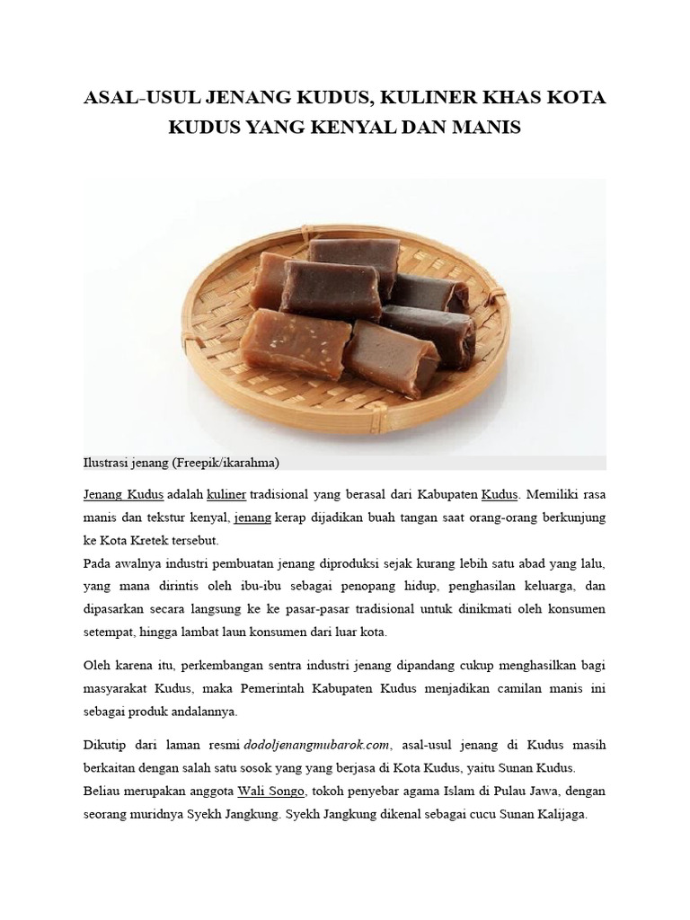 Asal Usul Jenang Kudus dan Sejarahnya | PDF | Ilmu Sosial | Seni